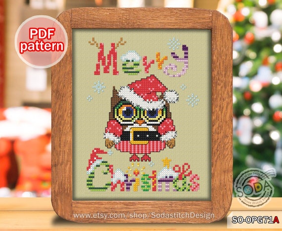 Christmas Cross Stitch Pattern Pdf Owl Santa Cute Funny - Etsy
