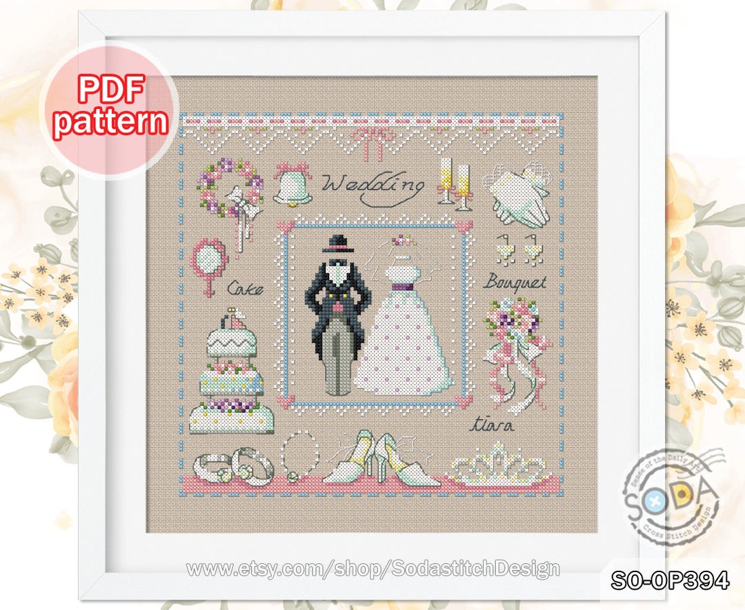 Cross Stitch Pattern Pdf Wedding Sampler Bride Groom Counted Pattern ...