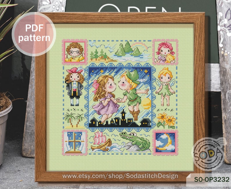 Peter Pan Cross Stitch Patternfairy Tale Story Book Modern | Etsy