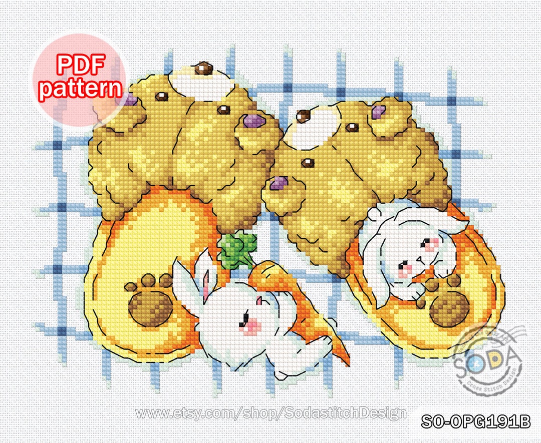 Cross Stitch Pattern Pdf Bunny Happy Easter Animal Modern, SO-OPG191B ...