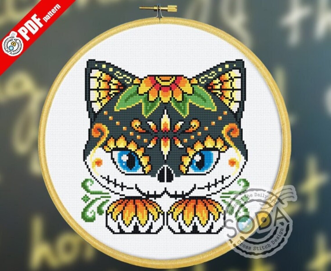Sugar Skull Cross Stitch Patterncross Stitch Chartcounted - Etsy