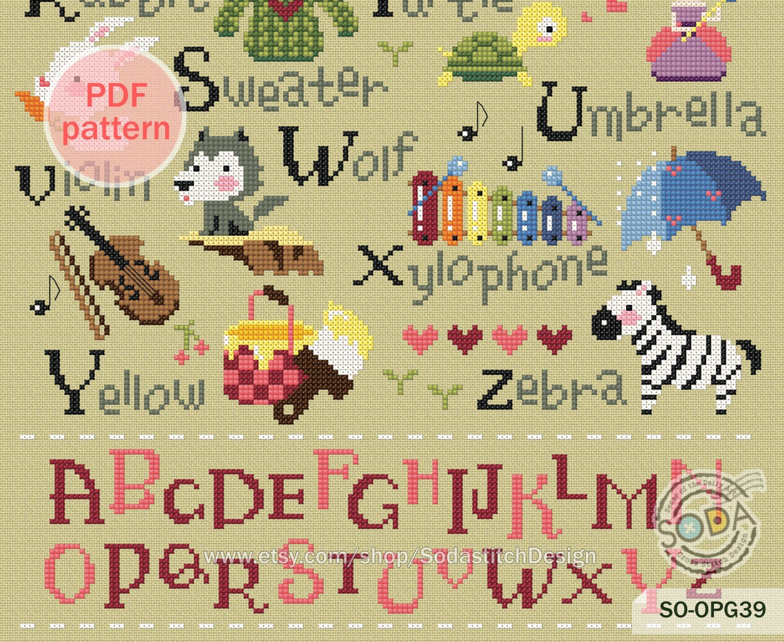 Alphabet Cross Stitch Pattern Pdfeasy Simple Baby Children - Etsy