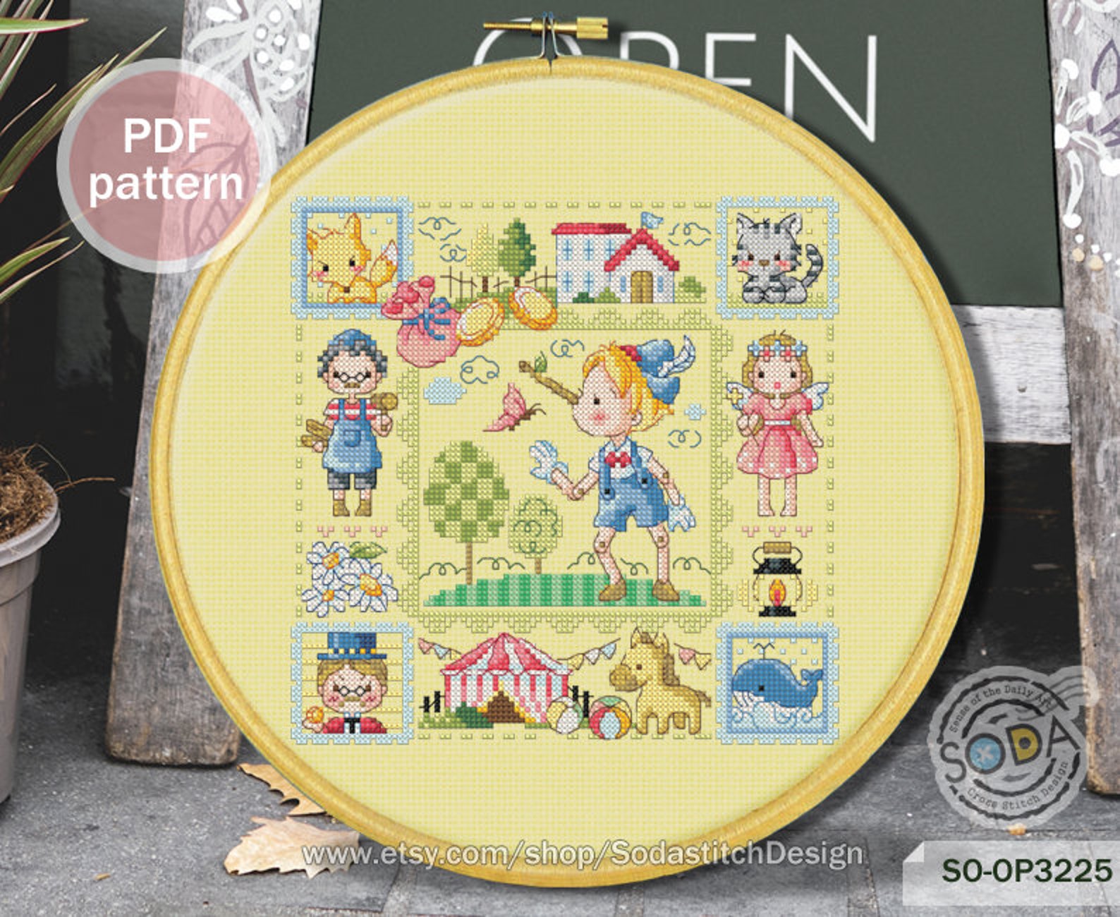 Pinocchio Cross Stitch Patternfairy Tale Story Book Modern - Etsy Australia