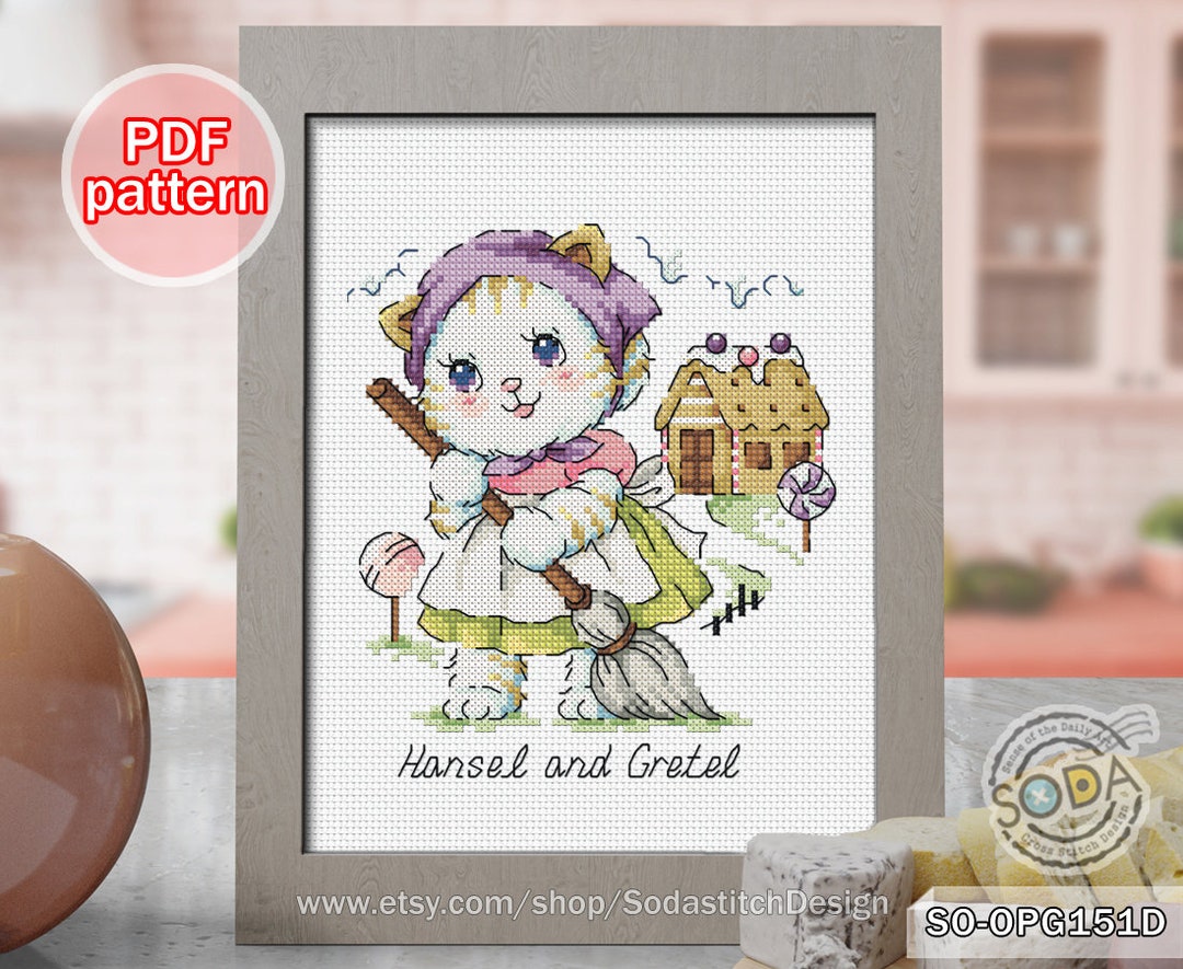 Cross Stitch Pattern Pdf Hansel and Gretel Cat Kitten, SO-OPG151D 'the ...