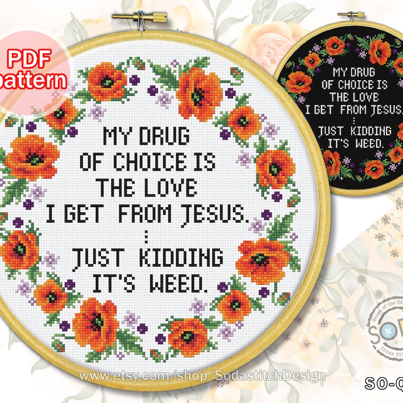 Weed Cross Stitch - Etsy