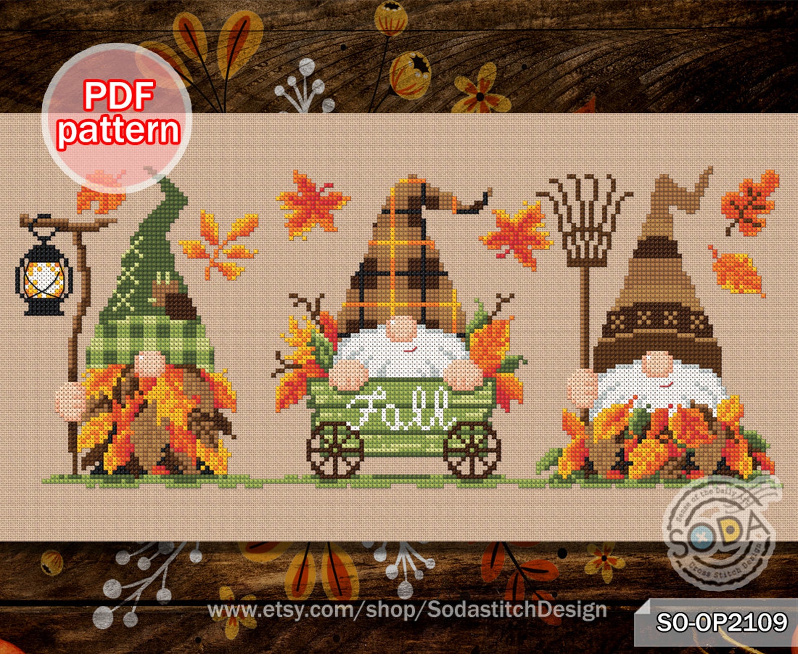 Cross Stitch Pattern Pdf Gnome Autumn Fall Elf Fairy Easy - Etsy