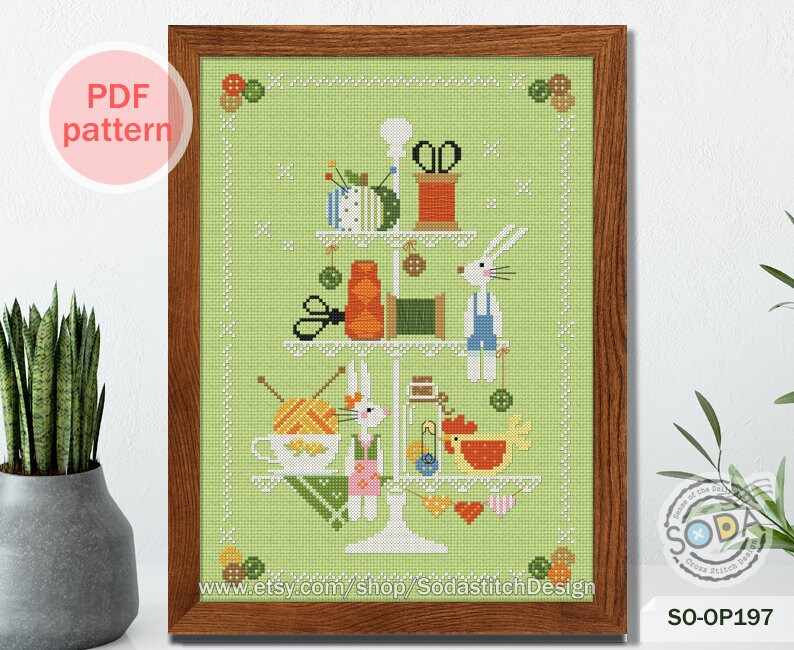 Sewing Rabbit Cross Stitch PatternCraft Goods Articles | Etsy