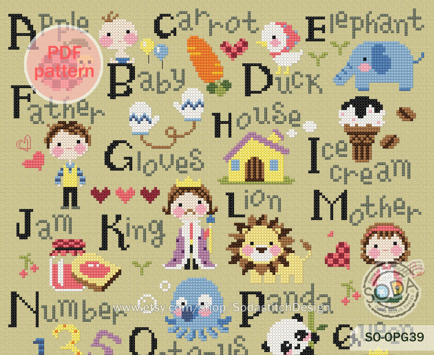 Alphabet Cross Stitch Pattern Pdfeasy Simple Baby Children | Etsy