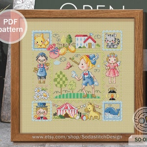 Pinocchio Cross Stitch Pattern,fairy Tale Story Book Modern Instant Pdf ...