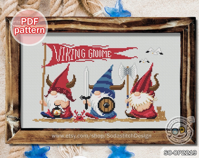 Cross Stitch Pattern Pdf Gnome Viking Fairy Elf Pixie Funny Easy Modern ...