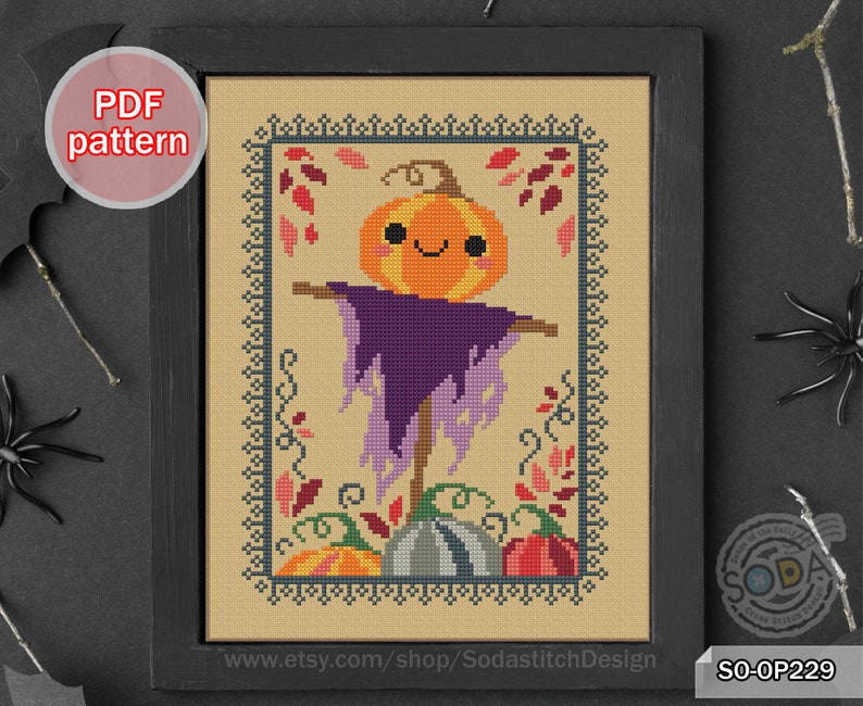 Halloween Cross Stitch Patternpumpkin Cute Easy Season Fall - Etsy