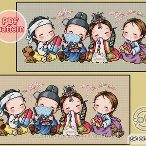 Cross Stitch Pattern Pdf Korean Culture Bride Groom Marriage, SO-OPG110 ...