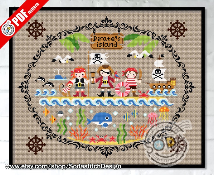 Pirate Cross Stitch Patterncross Stitch Chartcounted Cross | Etsy