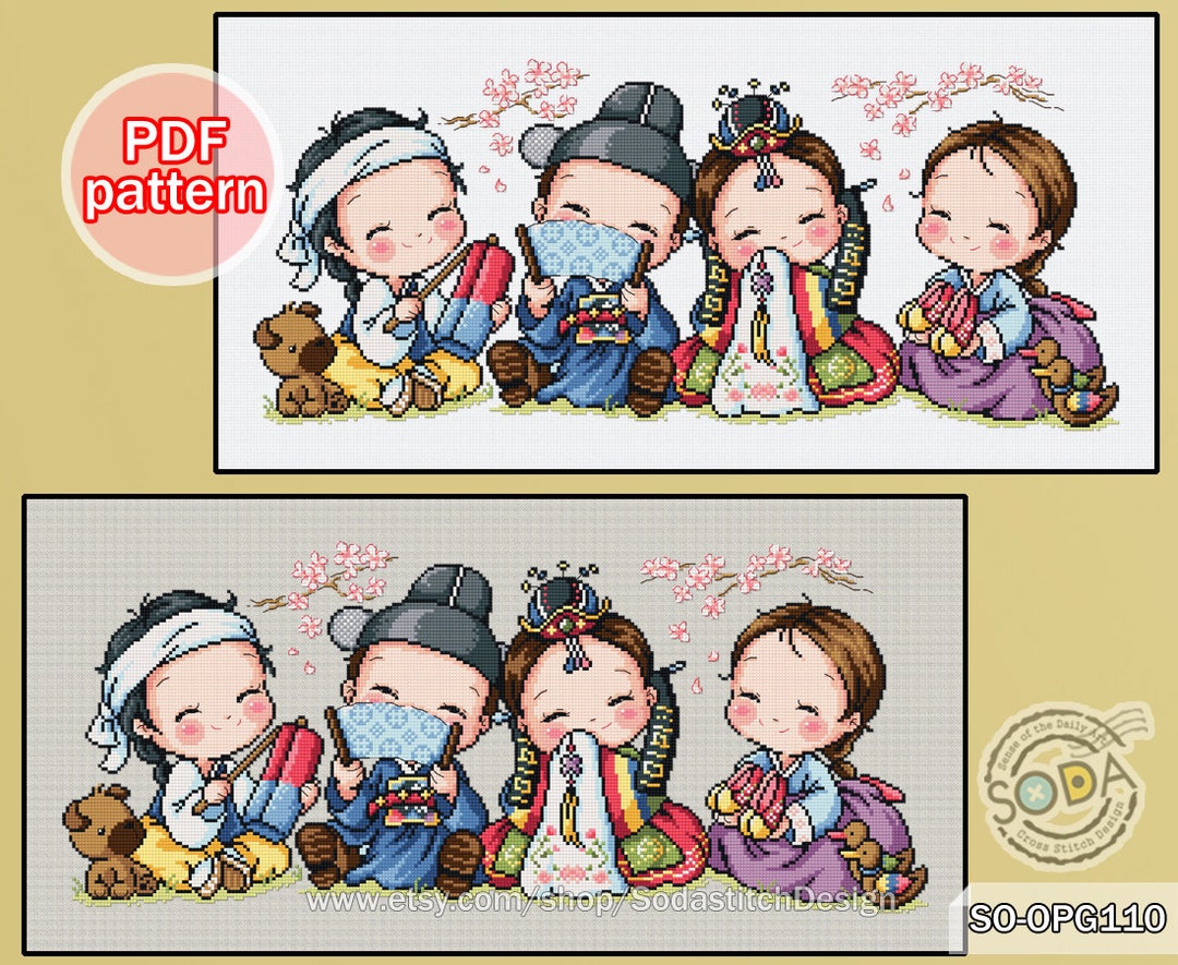 Cross Stitch Pattern Pdf Korean Culture Bride Groom Marriage, SO-OPG110 ...