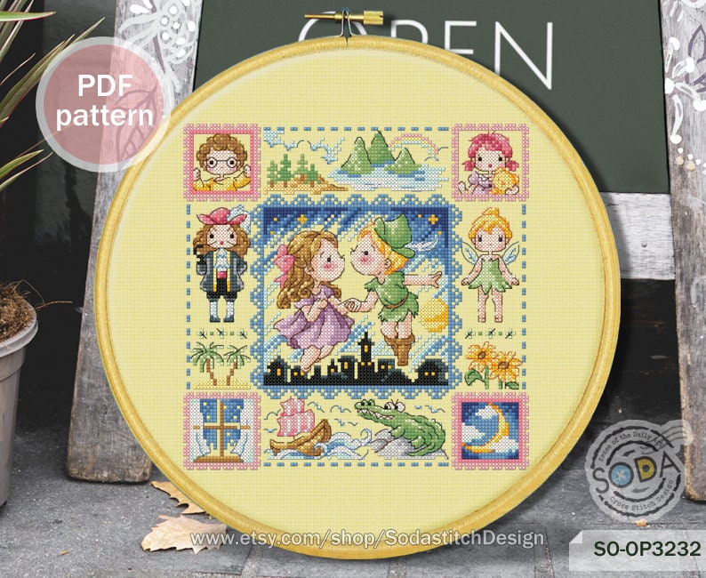Peter Pan Cross Stitch Patternfairy Tale Story Book Modern | Etsy