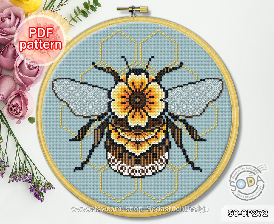 Cross Stitch Pattern Pdf Bumblebee Insect Bug Bee Counted - Etsy UK
