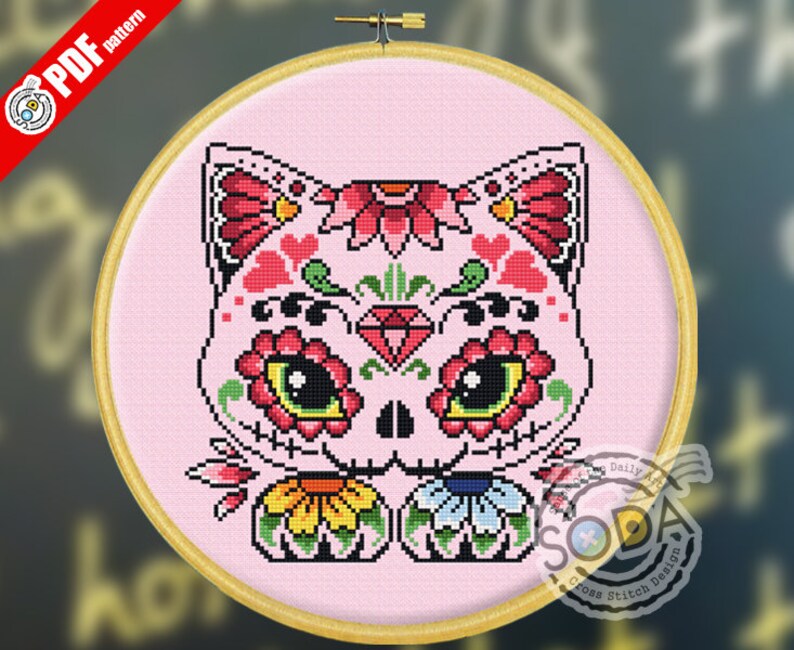 Sugar Skull Cross Stitch Patterncross Stitch Chartcounted - Etsy