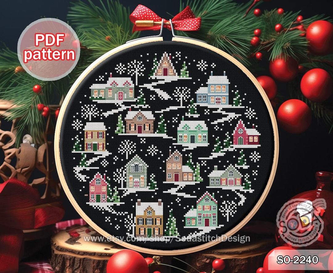 Cross Stitch Pattern Pdf Christmas House Holiday Modern, SO-OP2240 ...