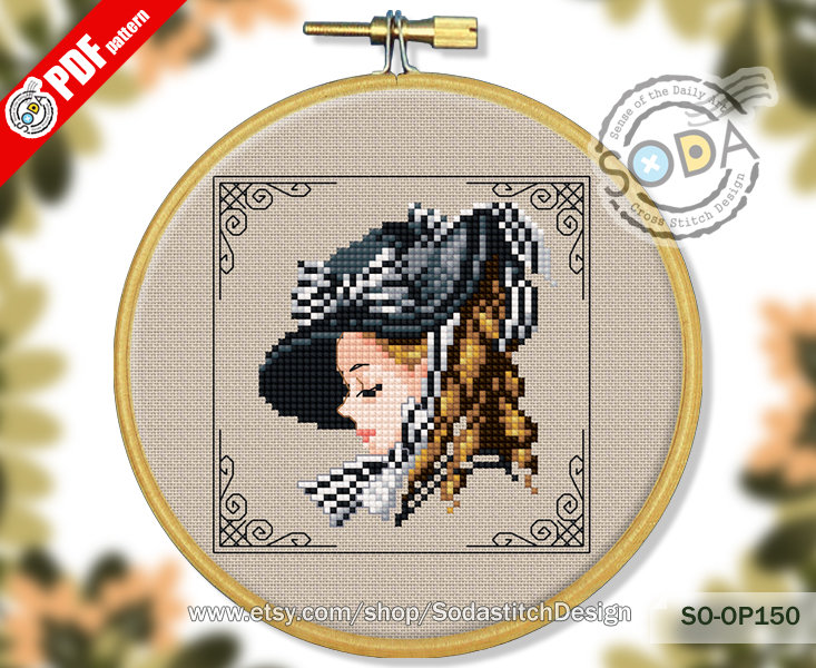 Lady Cross Stitch Patterncross Stitch Chartcounted Cross | Etsy