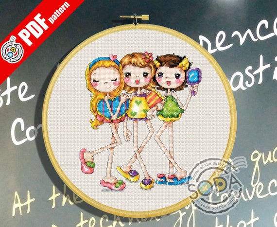 Pajama Party Cross Stitch Patterncross Stitch Chartcounted - Etsy