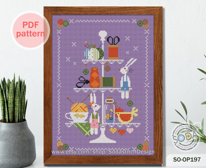 Sewing Rabbit Cross Stitch PatternCraft Goods Articles | Etsy