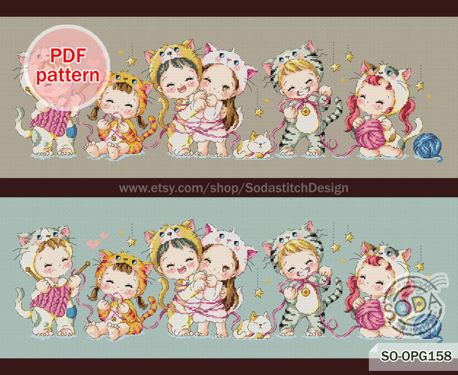 Cross Stitch Patternkitten Kitty Cute Animal Crochet Craft - Etsy