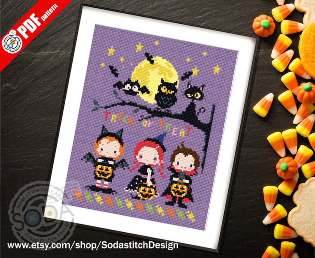 Halloween Cross Stitch Pattern,cross Stitch Chart,counted Cross Stitch ...