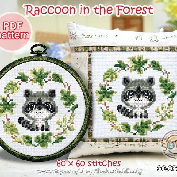 Raccoon Cross Stitch - Etsy