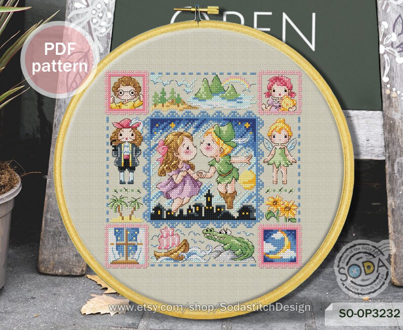 Peter Pan Cross Stitch Patternfairy Tale Story Book Modern | Etsy