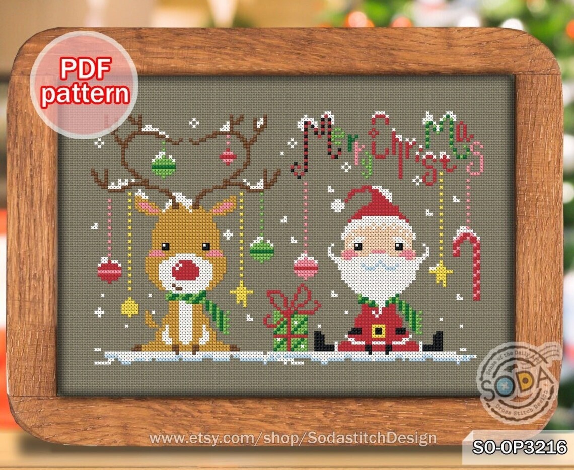 Christmas Cross Stitch Pattern Pdf Santa Rudolph Funny - Etsy