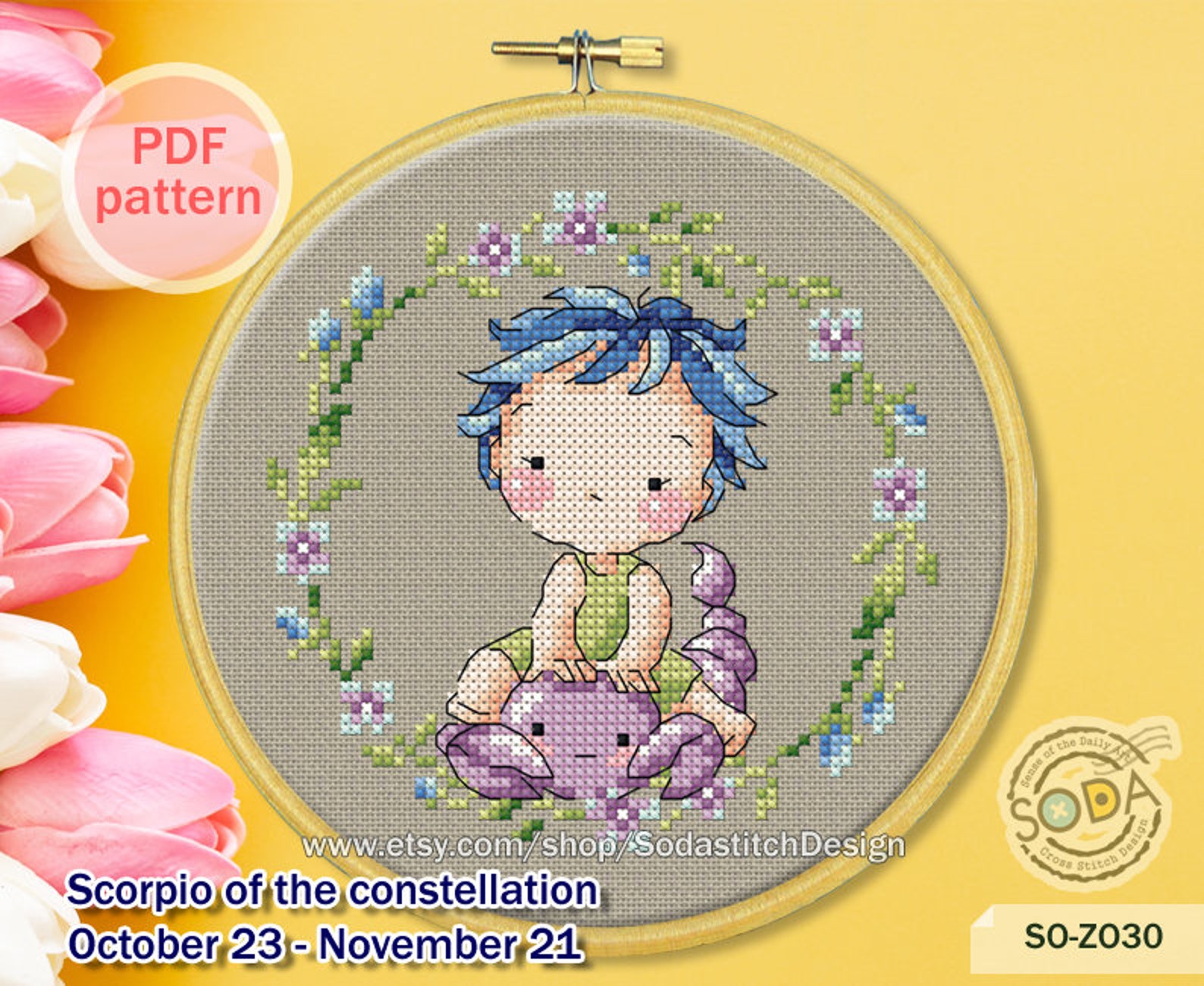 Cross Stitch Pattern Pdf Constellation Zodiac October November, SO-ZO30 ...