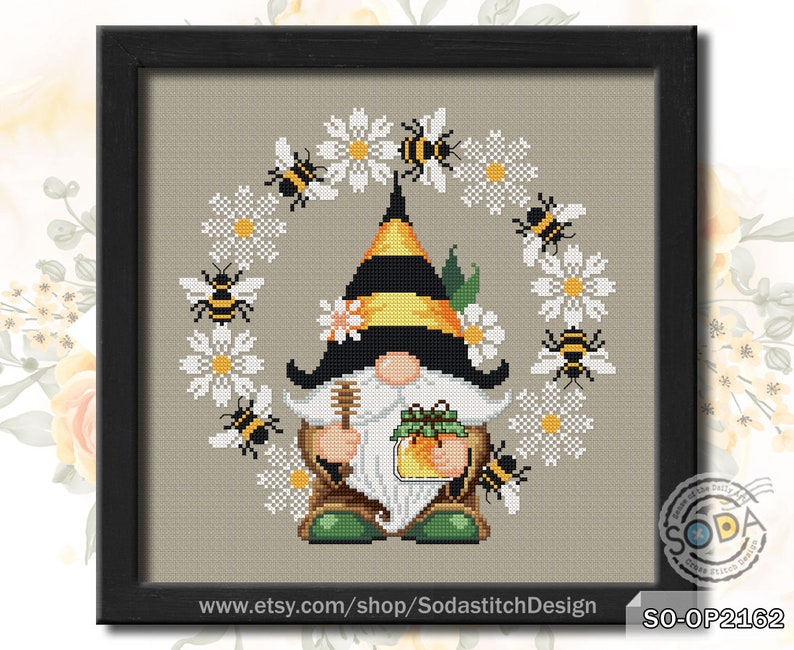 Cross Stitch Pattern Pdf Gnome Fairy Elf Pixie Bee Flower - Etsy