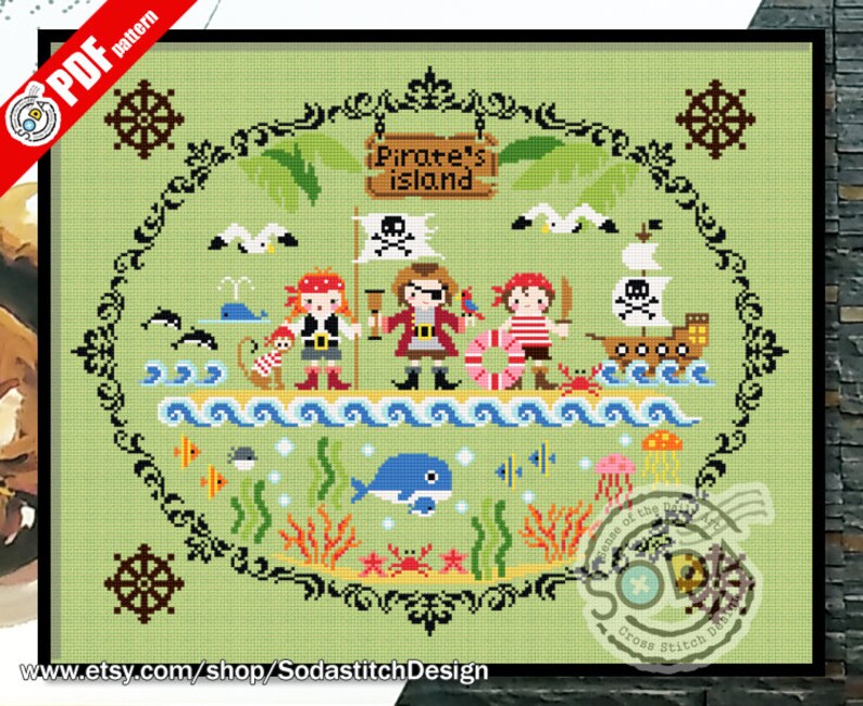Pirate Cross Stitch Patterncross Stitch Chartcounted Cross | Etsy