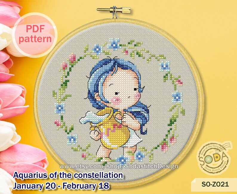 Constellation Zodiac Cross Stitch Pattern January February - Etsy