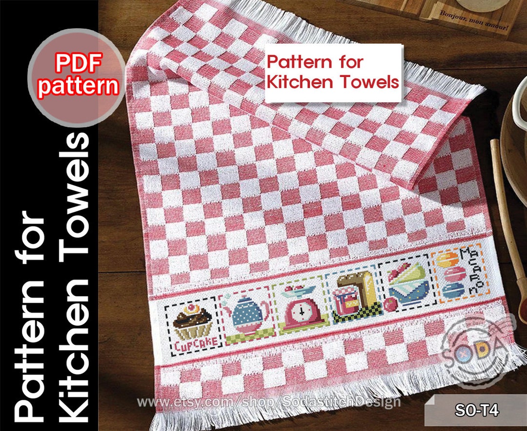 Cross Stitch Pattern Pdf Kitchen Towel Fruits Dessert Sampler Cute ...