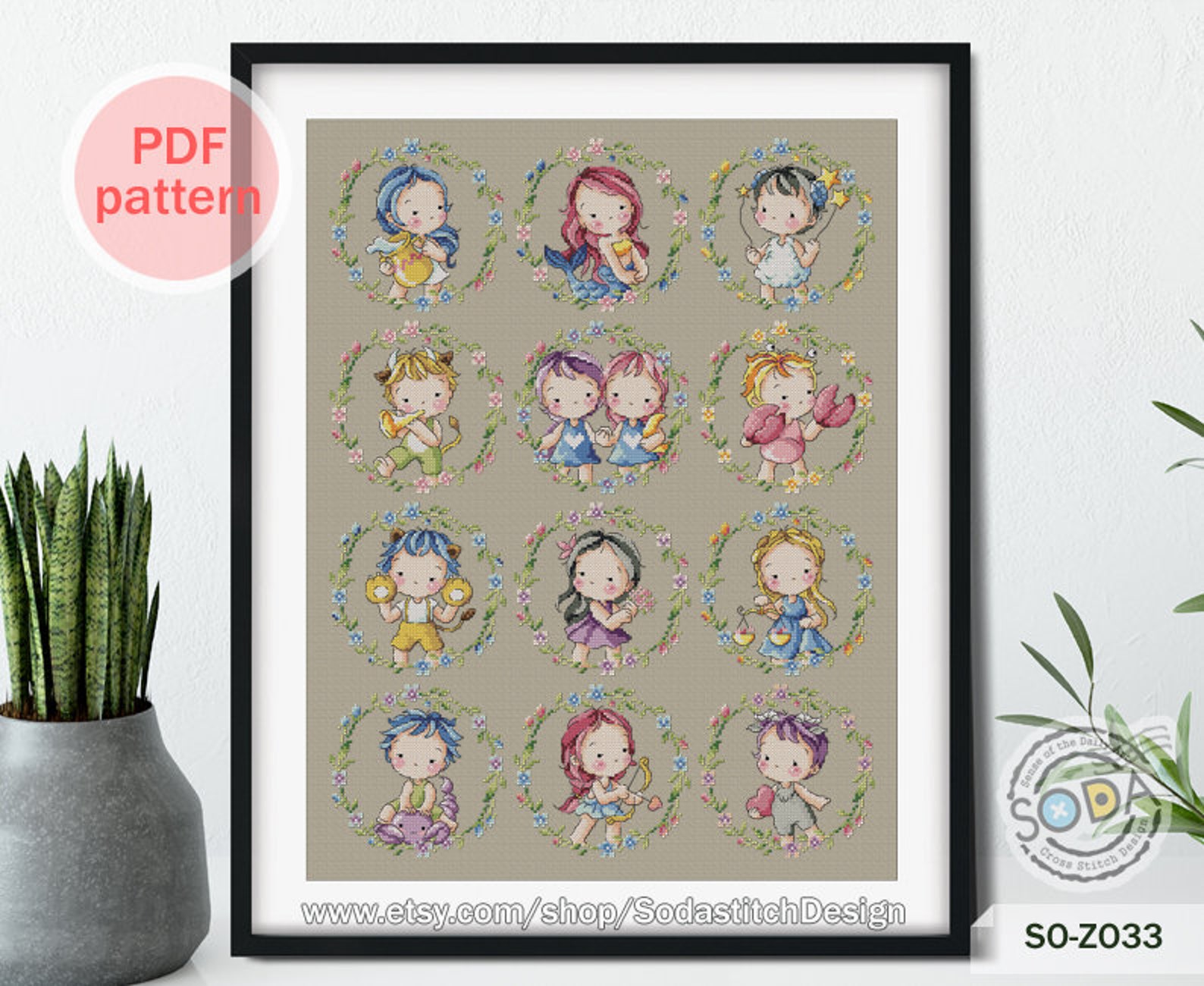 Constellation Zodiac Cross Stitch Pattern 12month Modern | Etsy