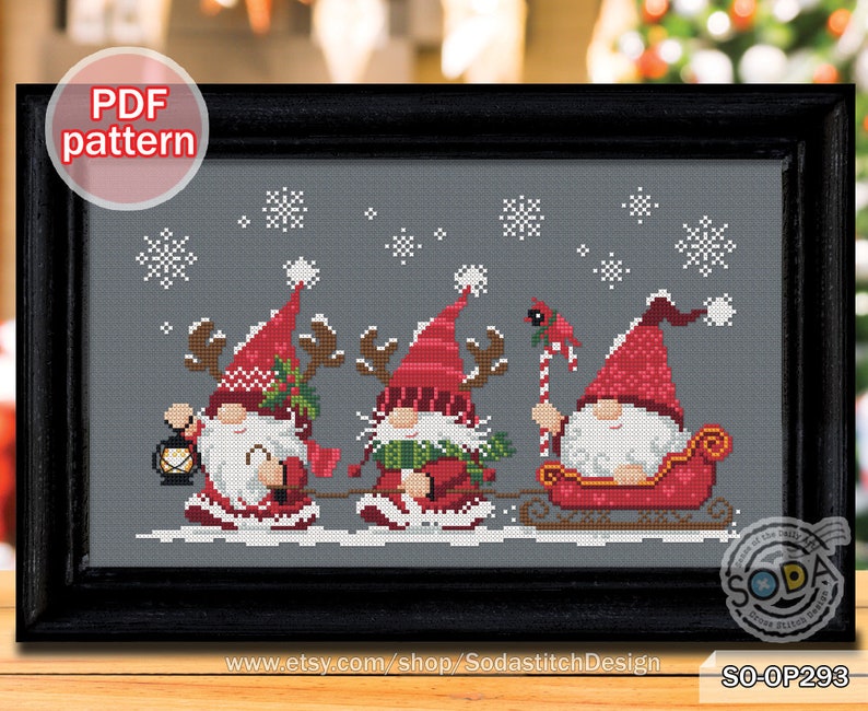 Cross Stitch Pattern Pdf Fairy Elf Pixie Winter Modern, SO-OP293 'gnome ...