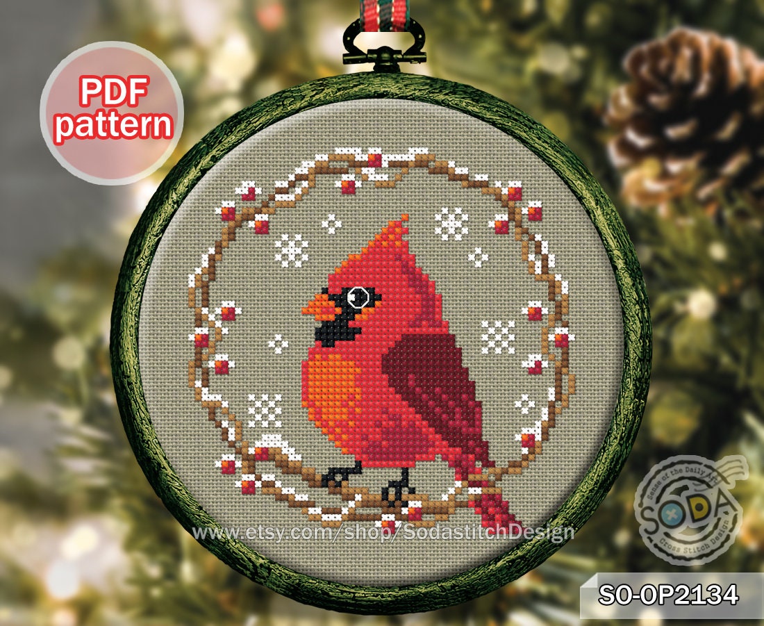 Cross Stitch Pattern Pdf Christmas Ornament Animal , SO-OP2134 'winter ...