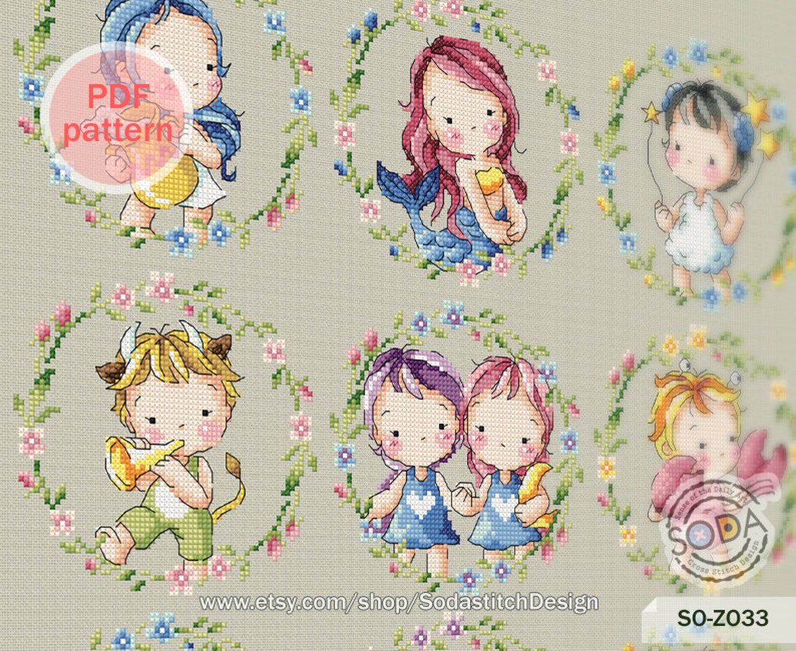 Constellation Zodiac Cross Stitch Pattern 12month Modern - Etsy