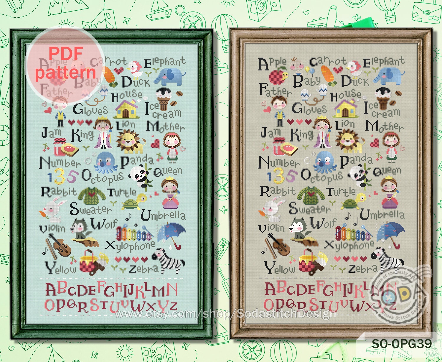 Alphabet Cross Stitch Pattern Pdfeasy Simple Baby Children | Etsy