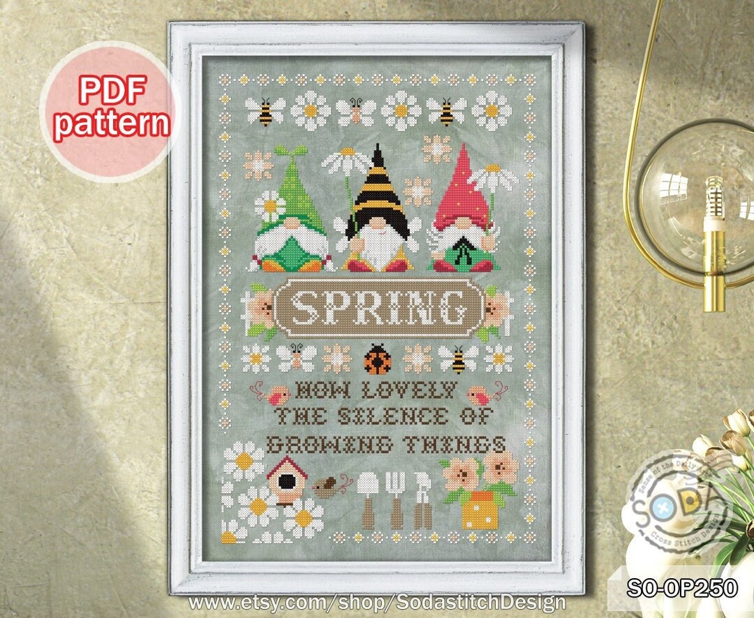 Cross Stitch Pattern Pdf Gnome Spring Summer Fall Autumn Winter Four ...