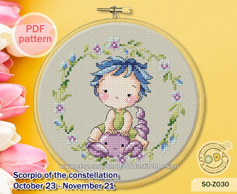 Cross Stitch Pattern Pdf Constellation Zodiac October November, SO-ZO30 ...