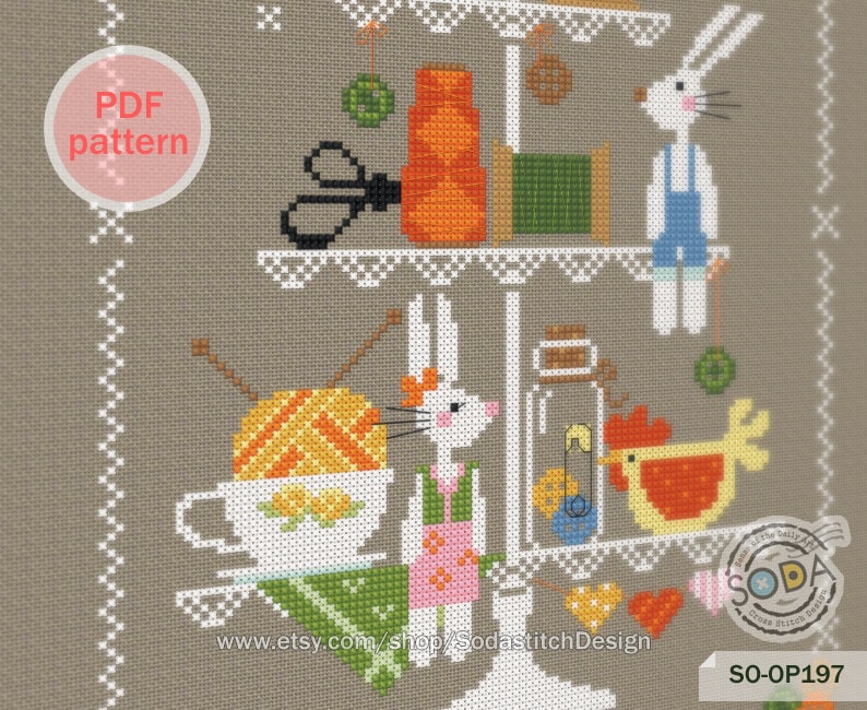 Sewing Rabbit Cross Stitch PatternCraft Goods Articles | Etsy