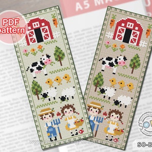 Bookmark Cross Stitch Pattern Pdf Farm Sampler Simple Easy Instant ...