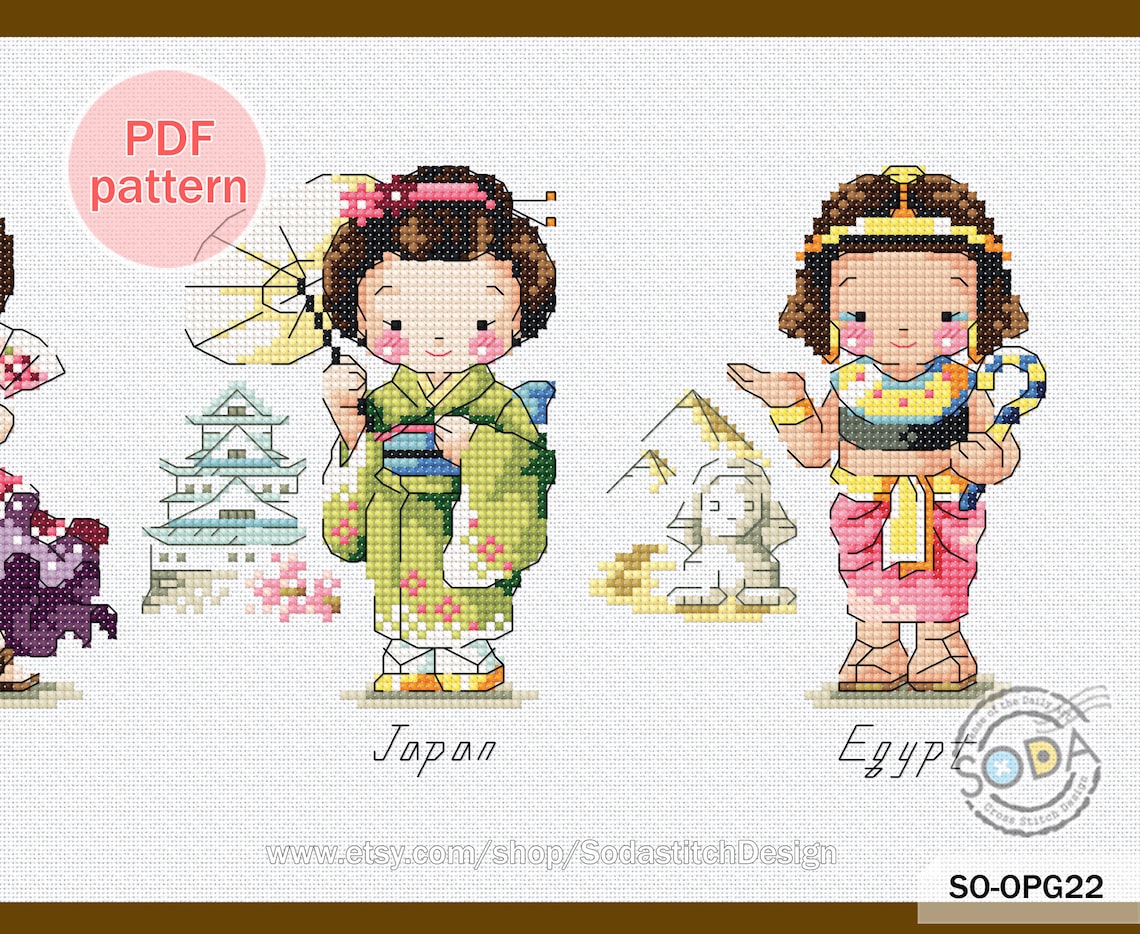 Cross Stitch Pattern Pdf Traditional Clothes Costume Modern, SO-OPG22 ...