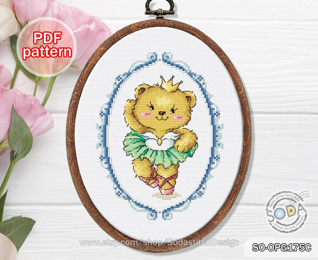 Cross Stitch Pattern Pdf Bear Teddy Bear Ballet Animal Instant Pdf ...