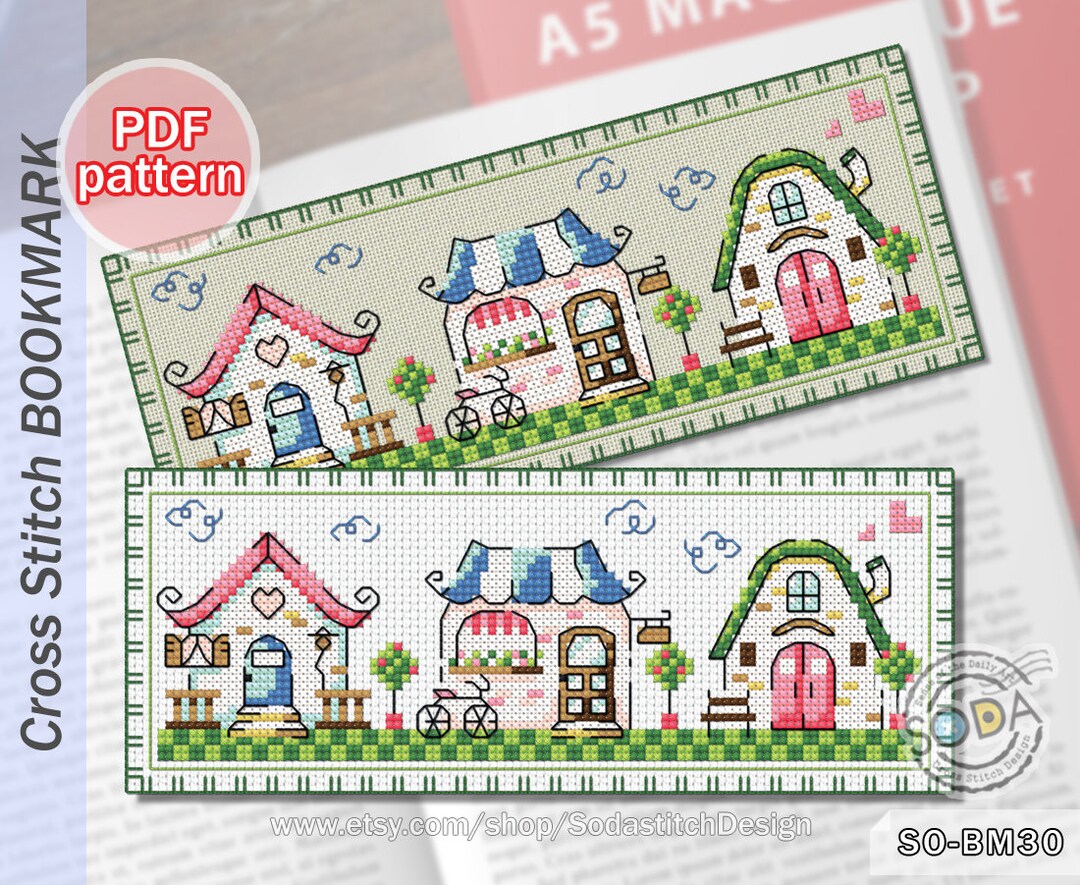 Bookmark Cross Stitch Pattern Pdf Home Sweet Home House Instant ...