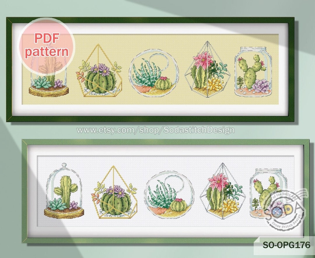 Cactus Cross Stitch Pattern,plant Interior Decor Gardening Modern ...