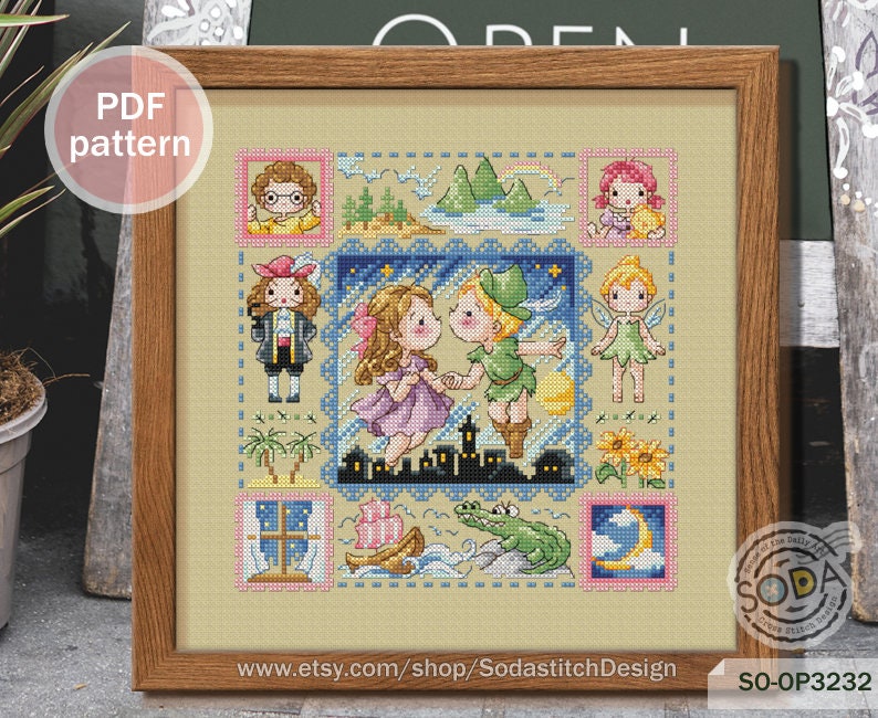 Peter Pan Cross Stitch Patternfairy Tale Story Book Modern | Etsy