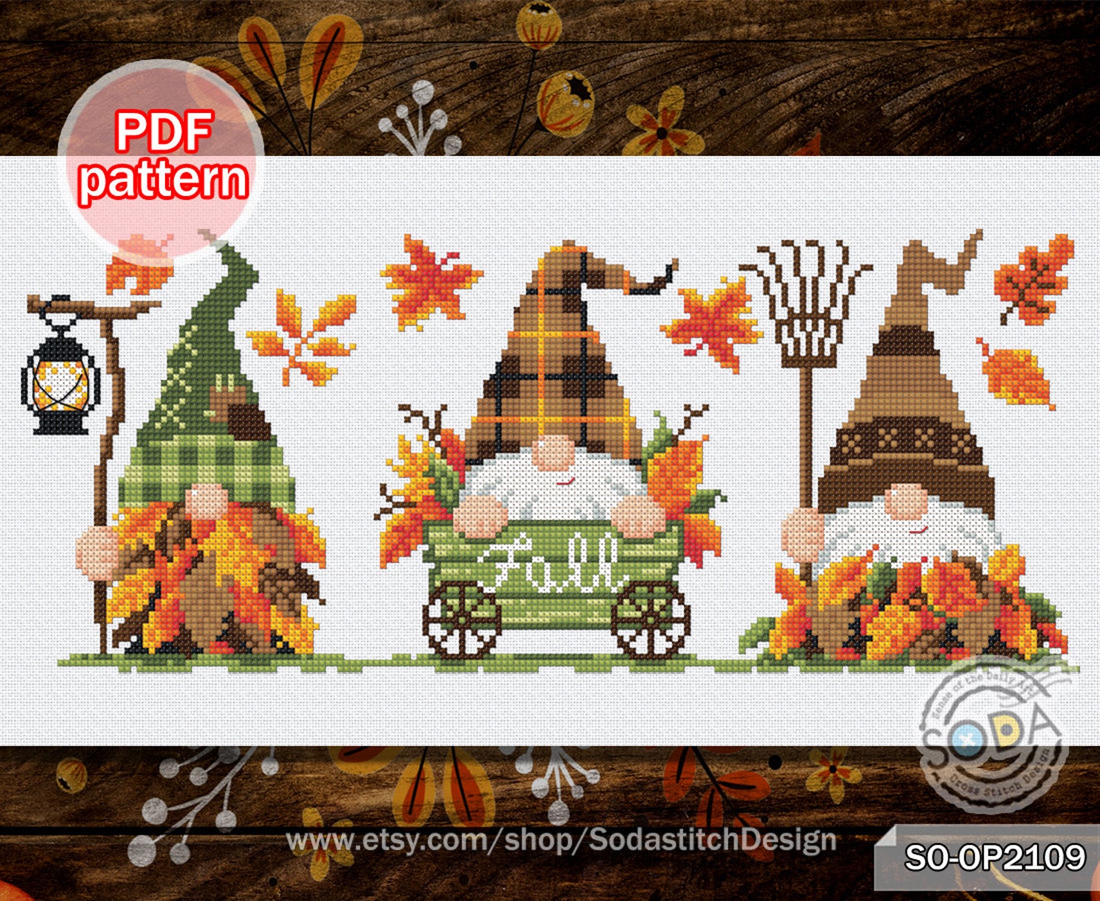 Cross Stitch Pattern Pdf Gnome Autumn Fall Elf Fairy Easy - Etsy